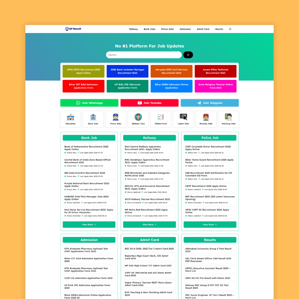 GP Result – Sarkari Result Website Templates For GeneratePress - WP ...